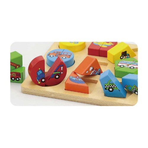 Viga Wooden Shape Block Puzzle - Vehicles